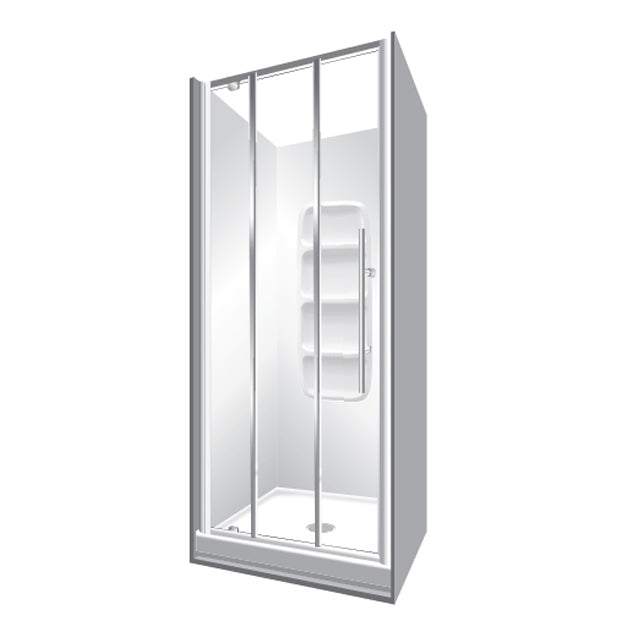 ELITE ACRYLIC ALCOVE BI-FOLDING STACKER PANEL MOULDED LINER SHOWER KIT ...