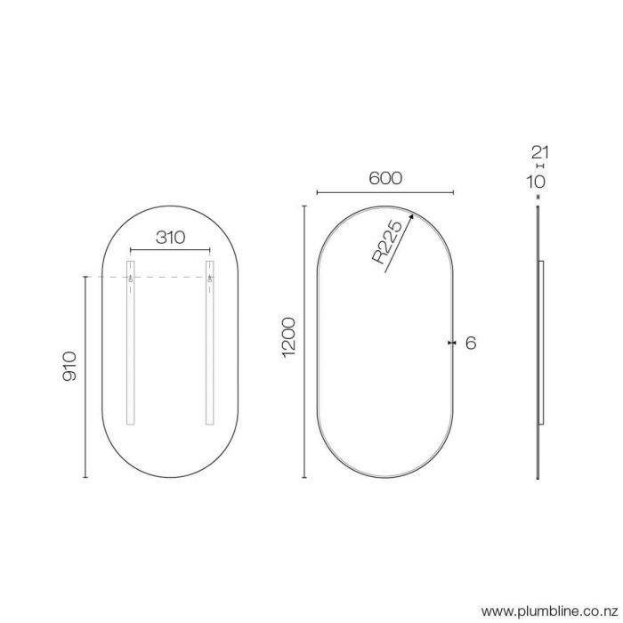 PLUMBLINE FRAME 600 X 1200 PILL MIRROR BLACK FRAMED – Elite Bathroomware