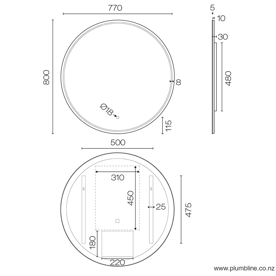 LUNAR 800 ROUND LED MIRROR – Elite Bathroomware
